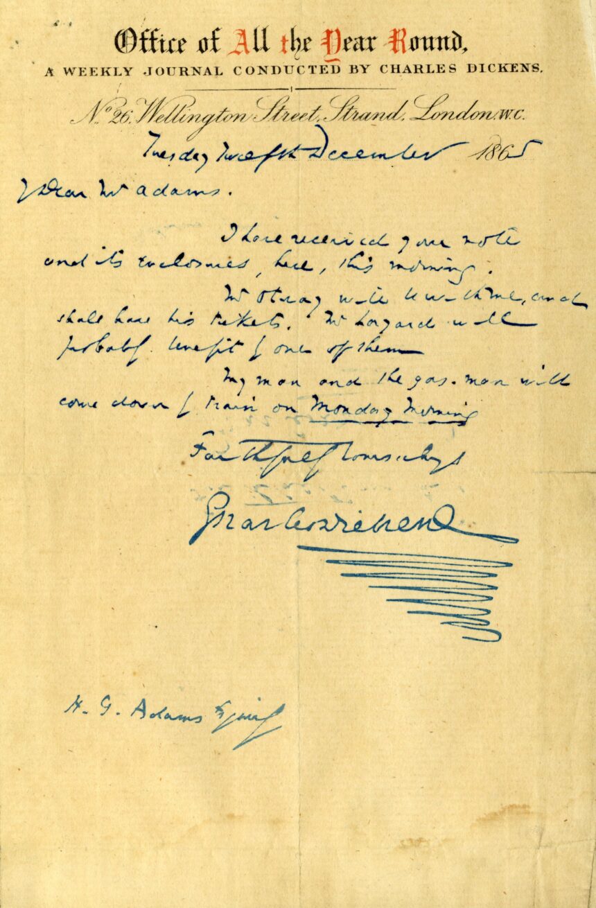 Letter from Charles Dickens uncovered by Drake University Archives ...